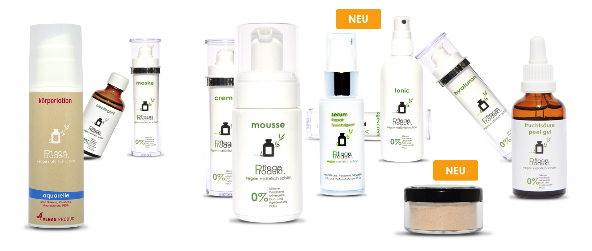 Übersicht des Pflegeprodukt Sortiments - Mein PflegeProdukt,vegane ...