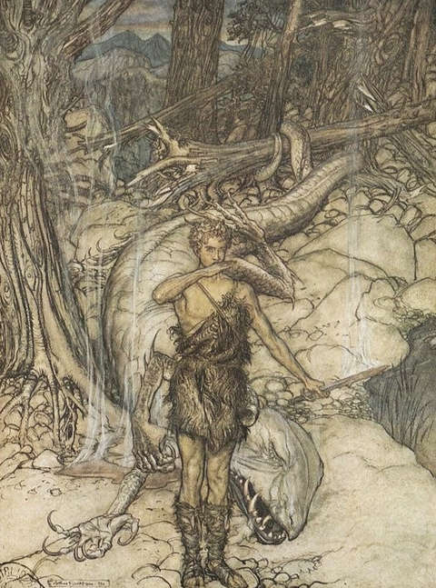 Illustrations of dragons by Arthur Rackham - myfairyland