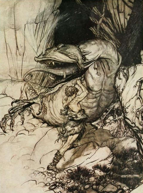 Illustrations of dragons by Arthur Rackham - myfairyland