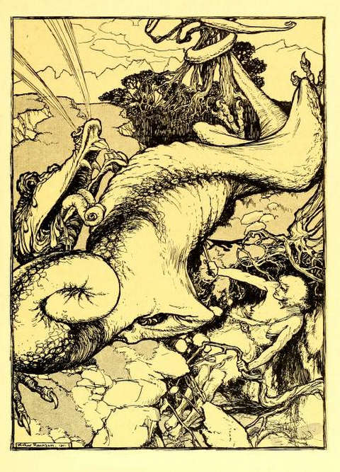 Illustrations of dragons by Arthur Rackham - myfairyland