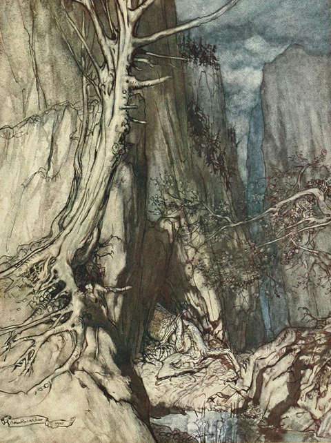 Illustrations of dragons by Arthur Rackham - myfairyland