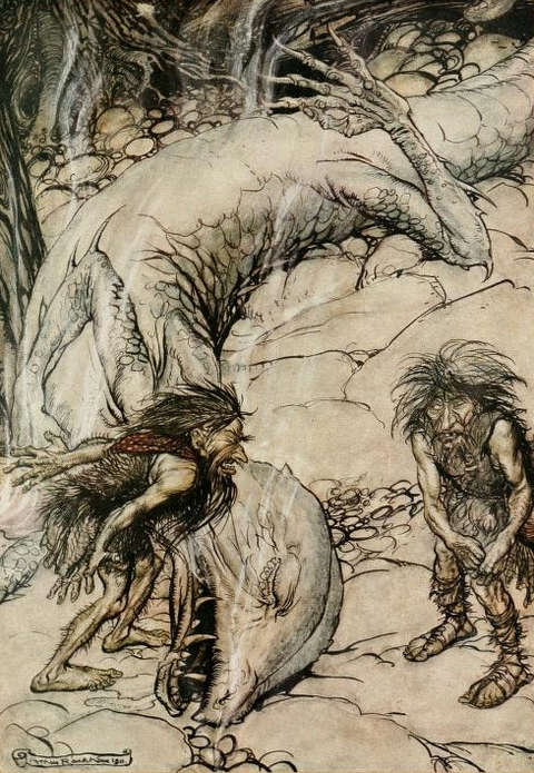 Illustrations of dragons by Arthur Rackham - myfairyland