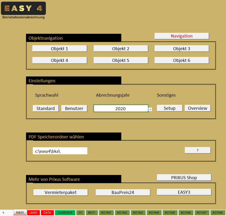 EASY4 Betriebskostenabrechnung in Excel - Prixus