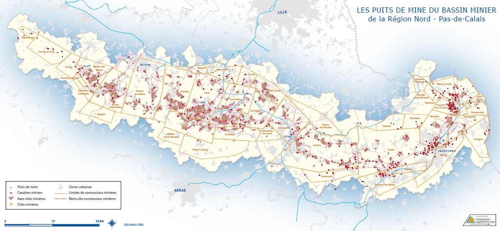 Le bassin minier (carte des puits) - Le Bassin Minier Nord Pas-De-Calais