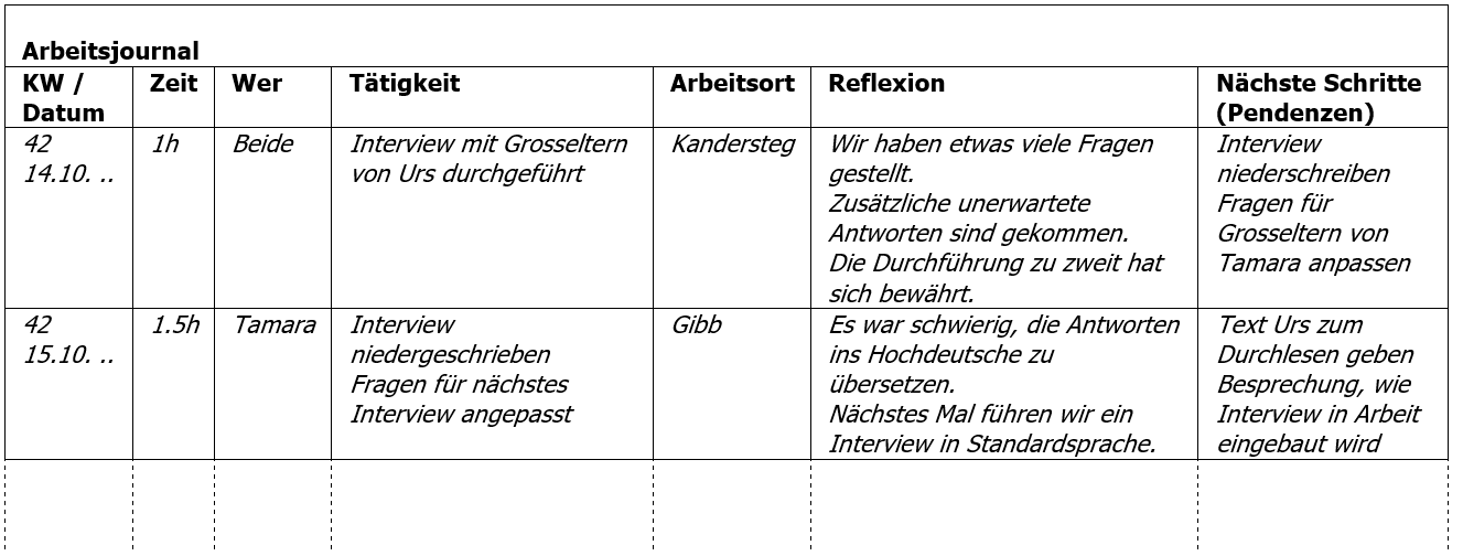 Wie führt man ein Arbeitsjournal? - va-abus Webseite!