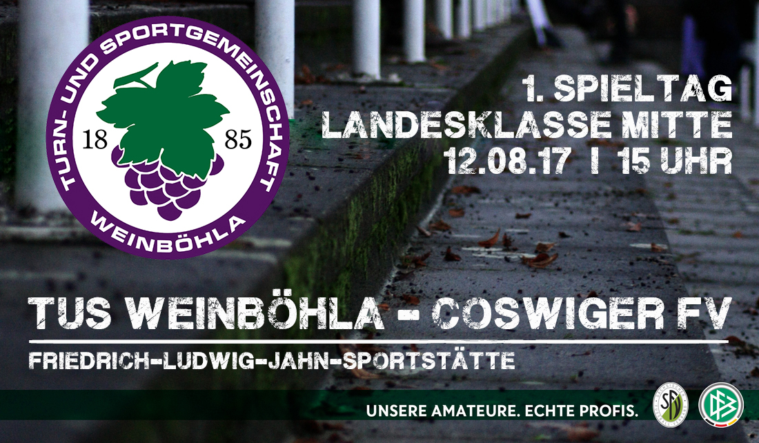 AUFTAKTHAMMER ZUM 1. SPIELTAG: TuS - Coswiger FV - TuS Weinböhla - Abt ... AUFTAKTHAMMER ZUM 1. SPIELTAG: TuS - Coswiger FV - TuS Weinböhla - Abt ...