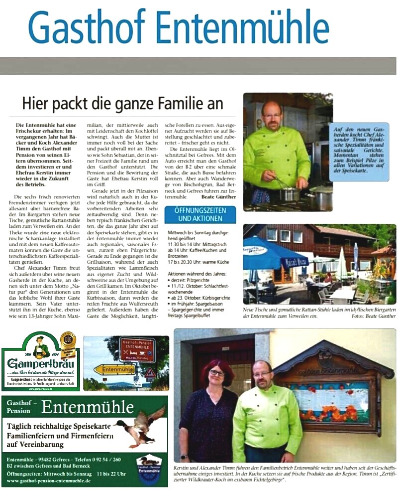 Geschichte der Entenmühle - Urlaub Naturpark Fichtelgebirge Frankenwald ...