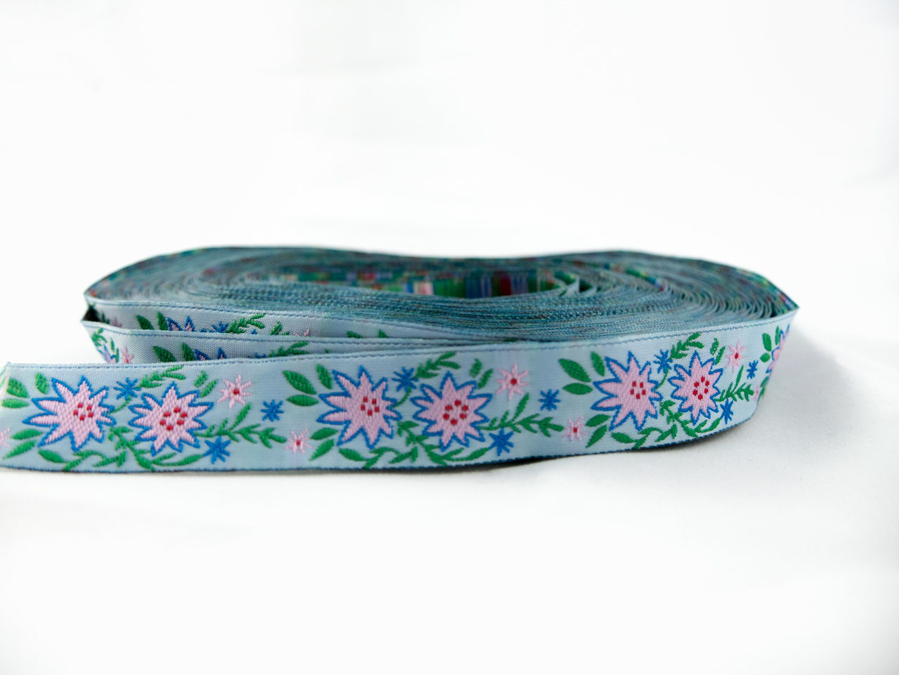 Ruban tissé fleuri - L'atelier d'Hélène