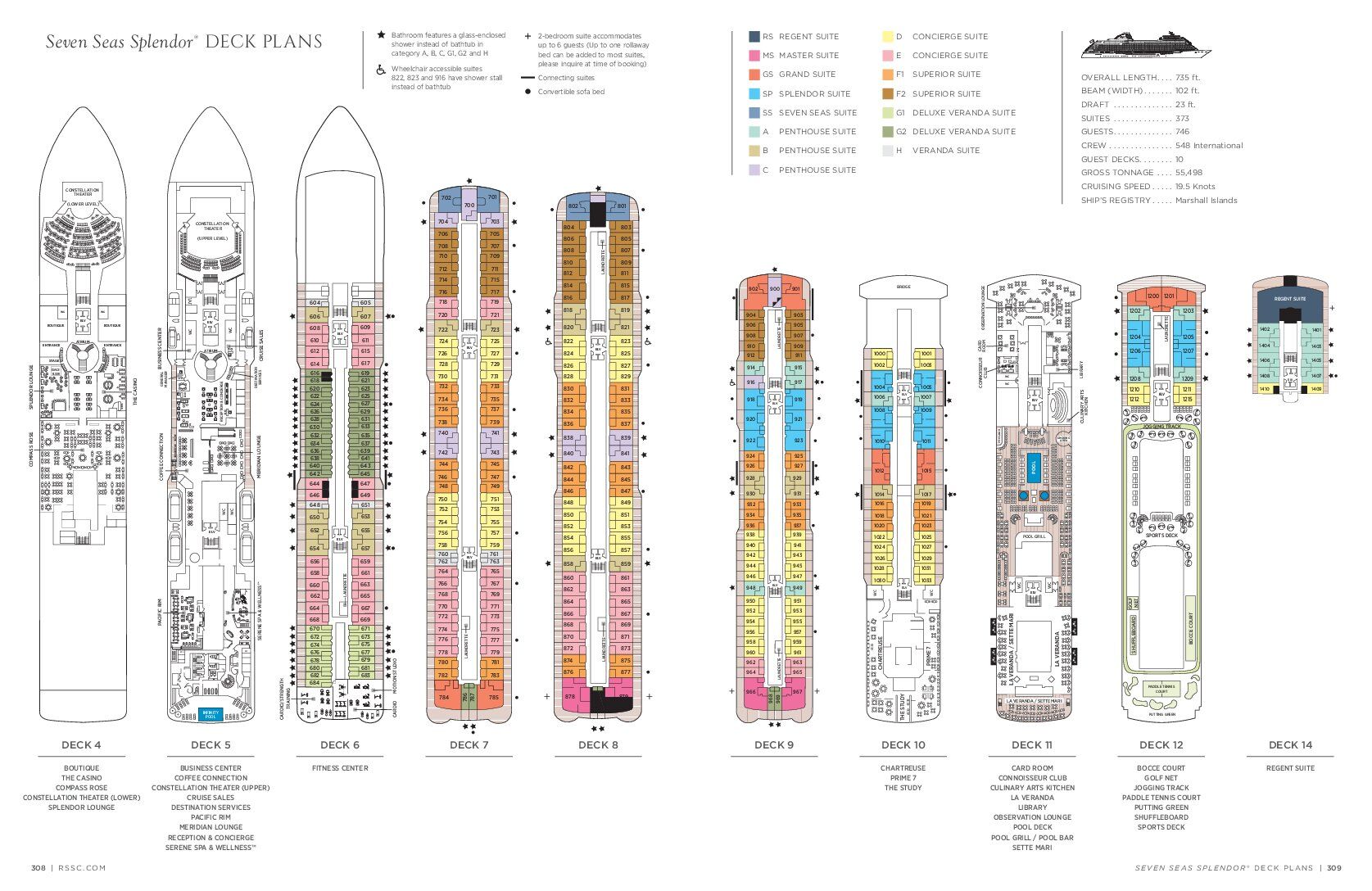Seven Seas Splendor® Deckplan - Emocean Luxus Kreuzfahrten