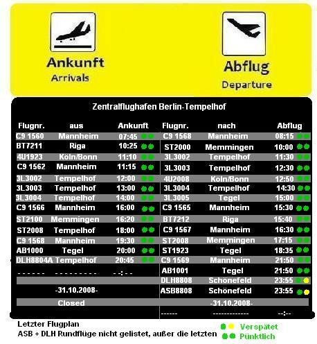 Flugplan - Infos, Bilder und aktuelle News rund um den Flughafen Tempelhof