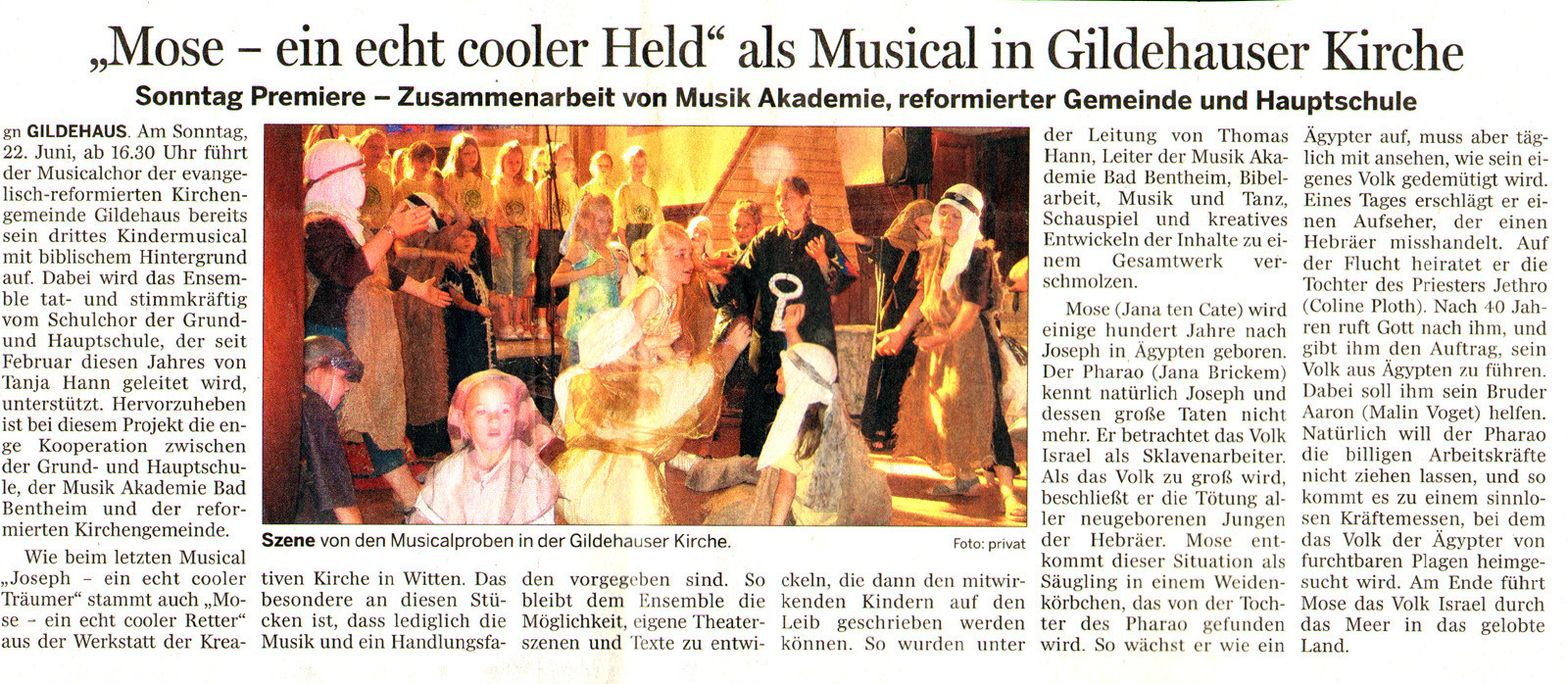 Mose-Musical in Gildehaus - Grund- und Hauptschule Gildehaus