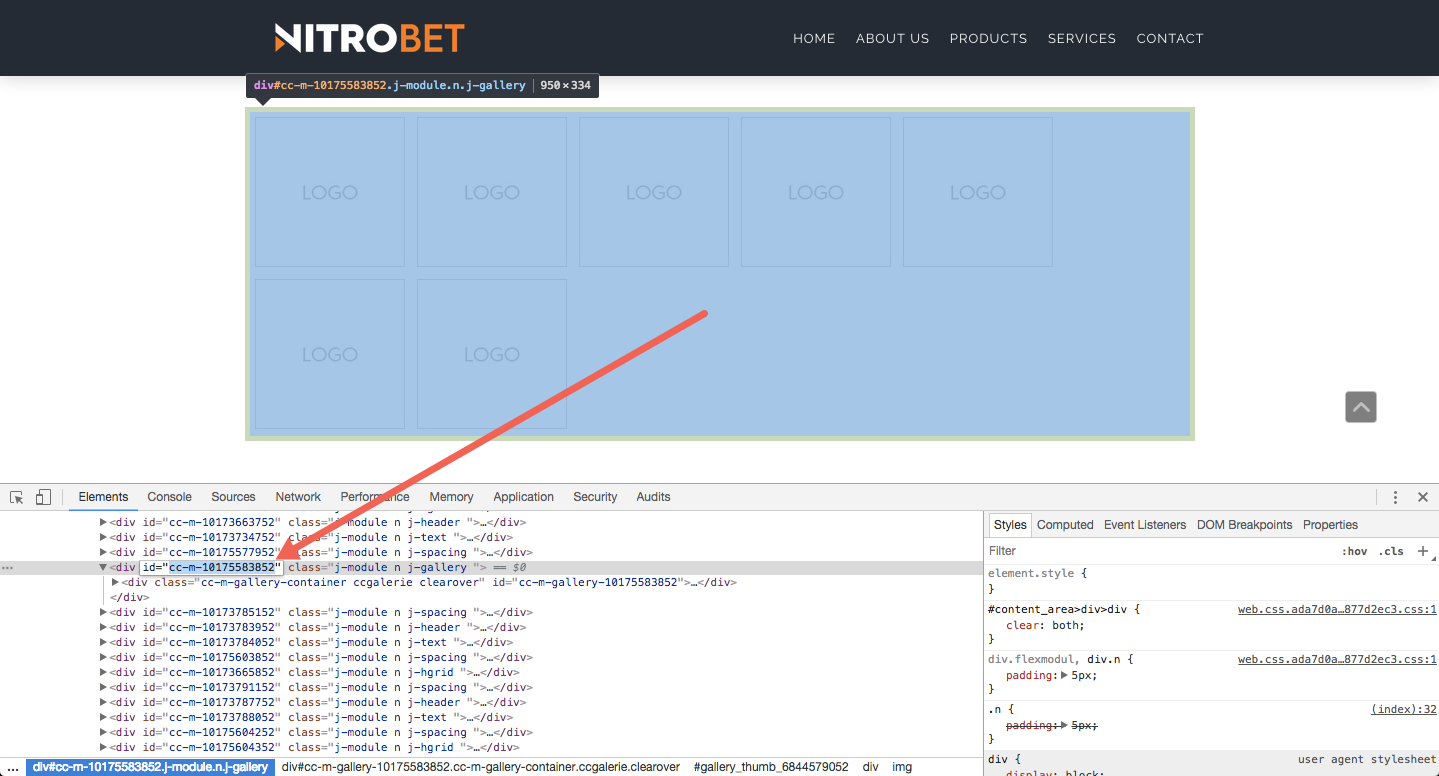 Center a Photo Gallery Element - Expanding Jimdo