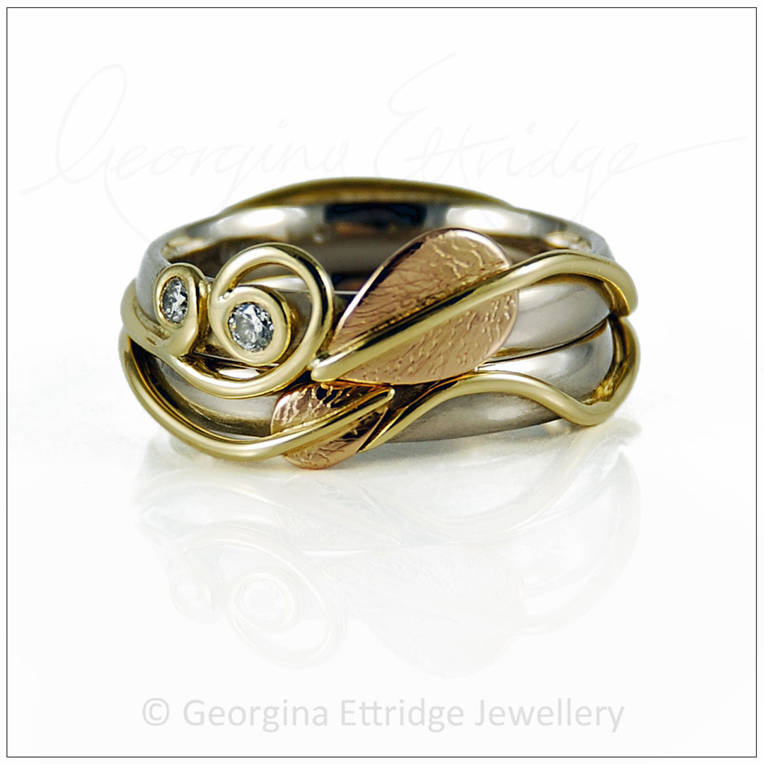 Leaf Bridal Ring Sets: Leaves Wedding, Engagement & Eternity Rings ...