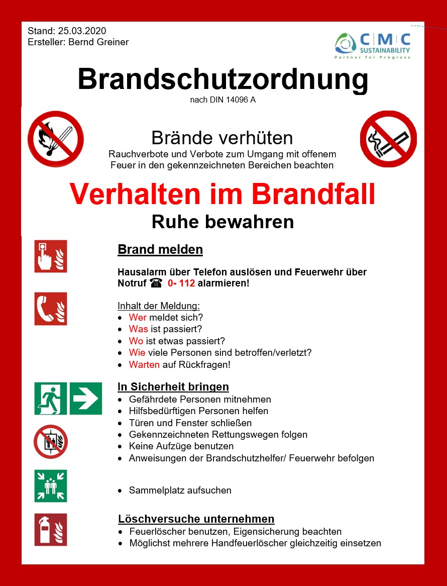 Brandschutzordnung - Brandschutzbauftragter