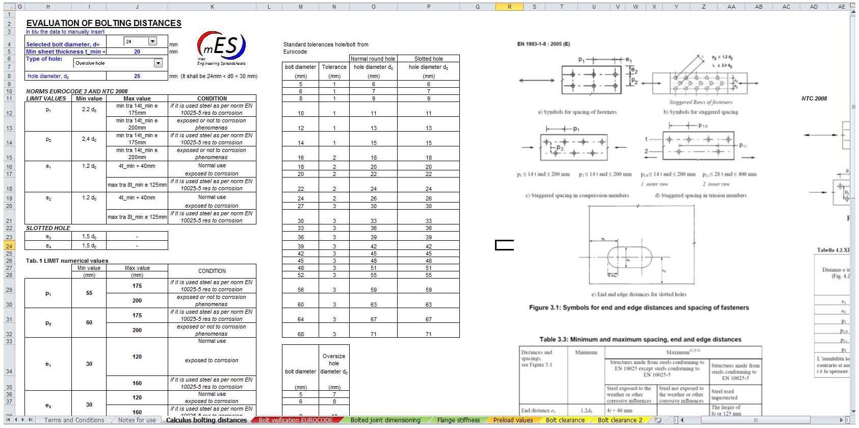 Dimensioning of Bolts - mec Engineering Spreadsheets