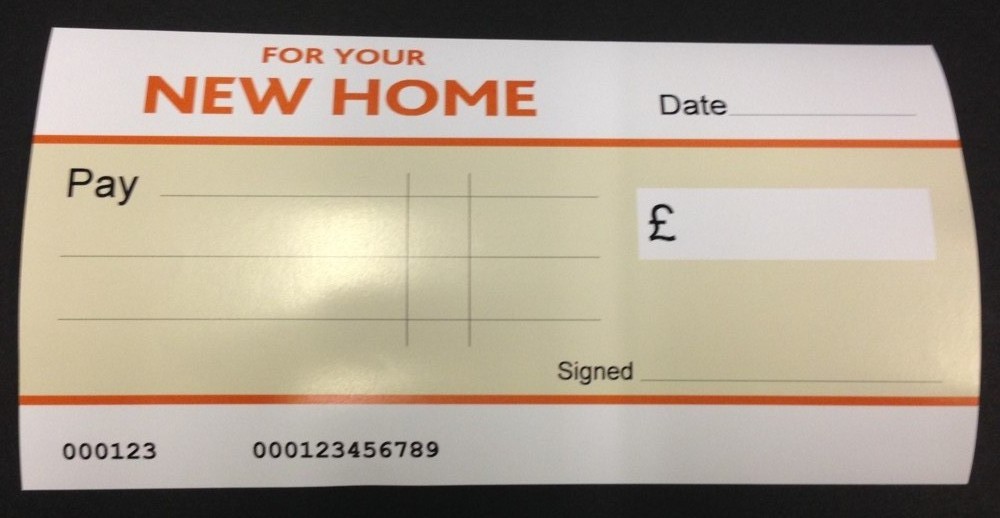 Jumbo New Home Gift Cheques - The Home of Big Presentation Cheques