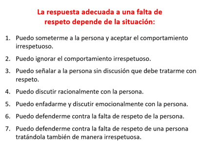 irrespeto ejemplos